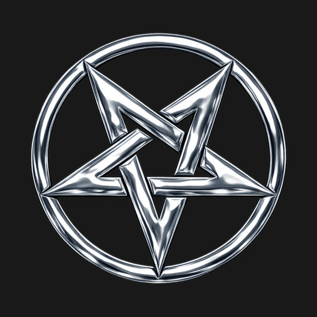 Chrome Pentagram - Metal Pentacle - Pentagram - T-Shirt | TeePublic