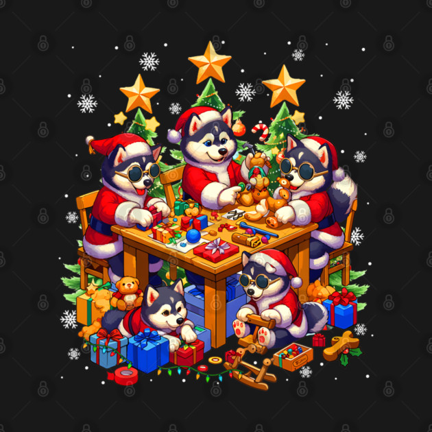 Santa Huskies Activities Owner - Funny Christmas Owner - T-Shirt ...