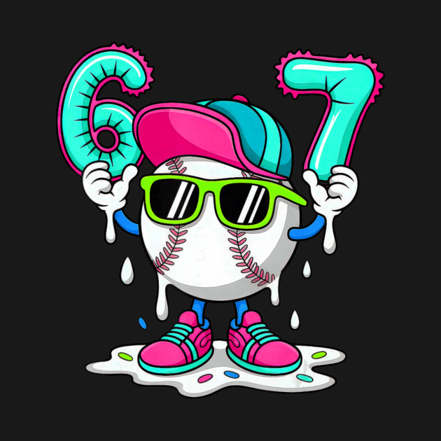 Six Seven Baseball Ice Cream Drip Number Seven Meme Graphic for Kids ...
