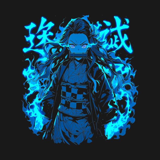 Nezuko Kamado Blue Flame Anime Art - Nezuko Kamado - T-Shirt | TeePublic
