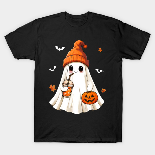 Ghost Drinking Coffee Halloween Ice Coffee - Cute Ghost Coffee - T ...