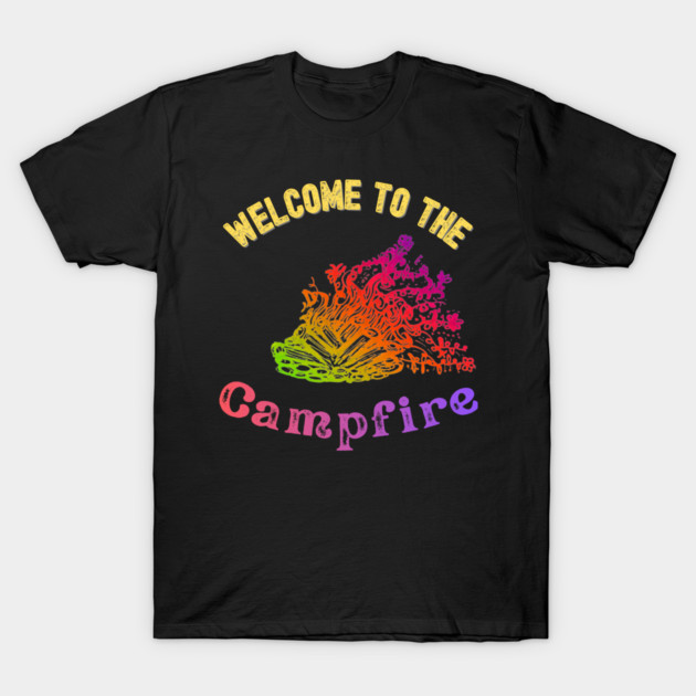 Welcome to the Campfire Retro Psychedelic Hand Sketch Floral Smoke ...