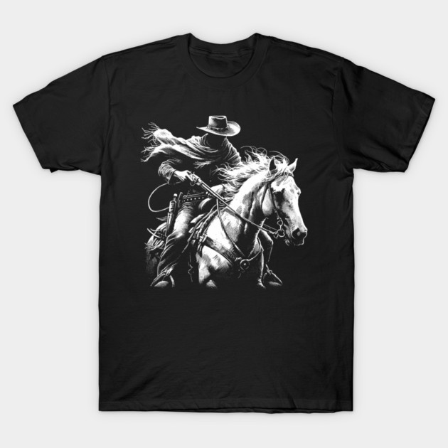 Cow Outlaw Bandit On Horse Dark Black - Cowboy Outlaw Bandit - T-Shirt ...