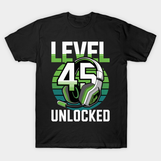 Level 45 Unlocked Video Game 45th Birthday Gamer Men Boys - Level 45 ...