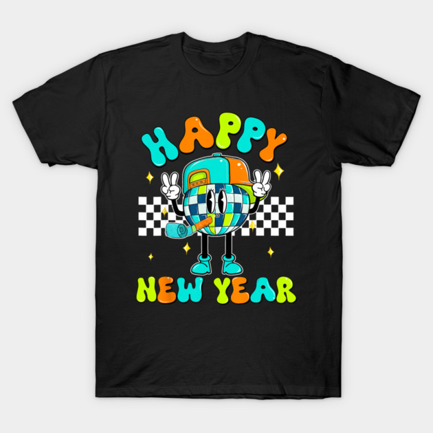 Checkered Happy New Year 2026 Disco Ball Illustration Party Design ...
