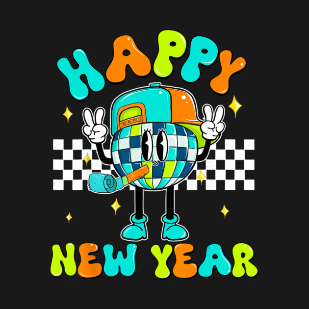 Checkered Happy New Year 2026 Disco Ball Illustration Party Design ...