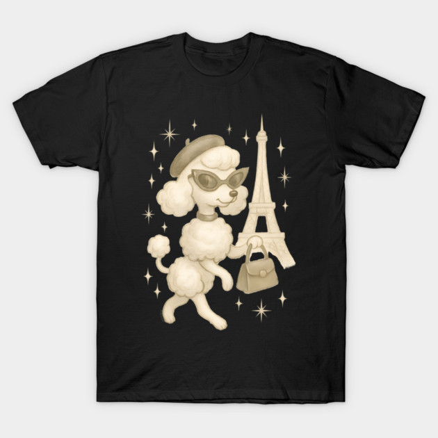 Chic Poodle In Paris With Eiffel Tower Dog Art - Vintage Poodle Art - T ...
