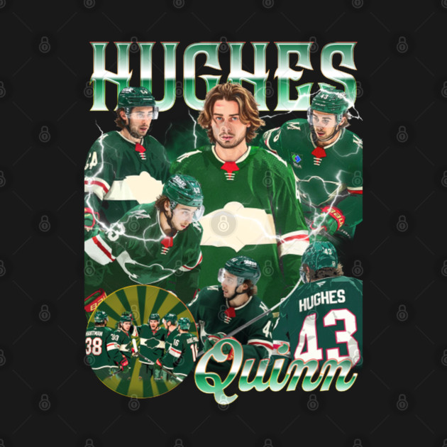 Quinn Hughes Retro - Quinn Hughes Vintage - T-Shirt | TeePublic