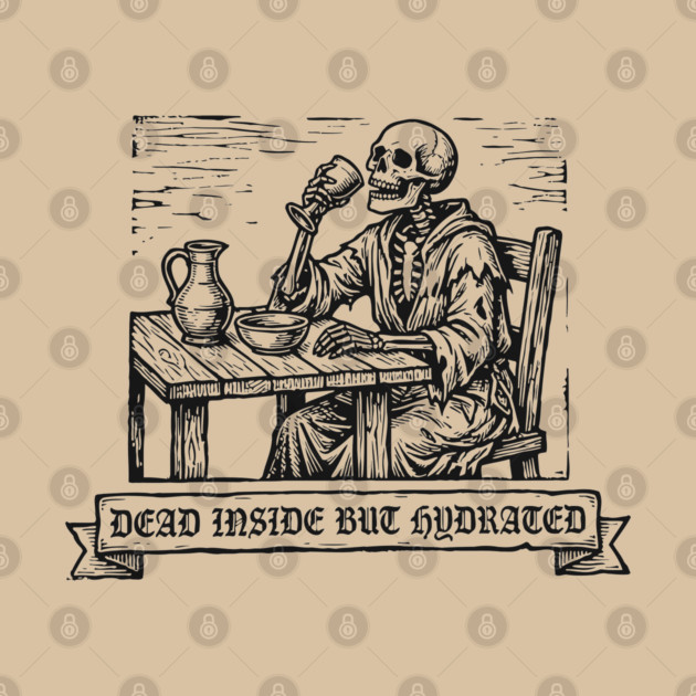 Dead Inside But Hydrated - Funny Skeleton Meme - Dead Inside - T-Shirt ...