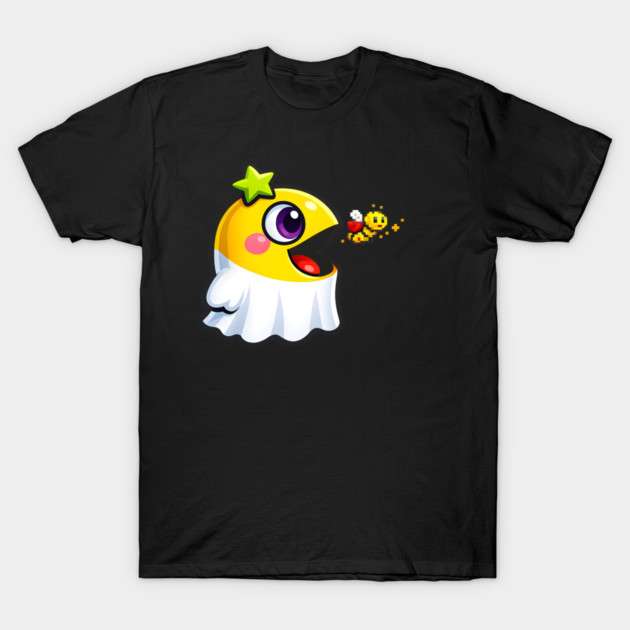 Cute Ghost Pac Moon Design - Retro Gaming - T-Shirt | TeePublic