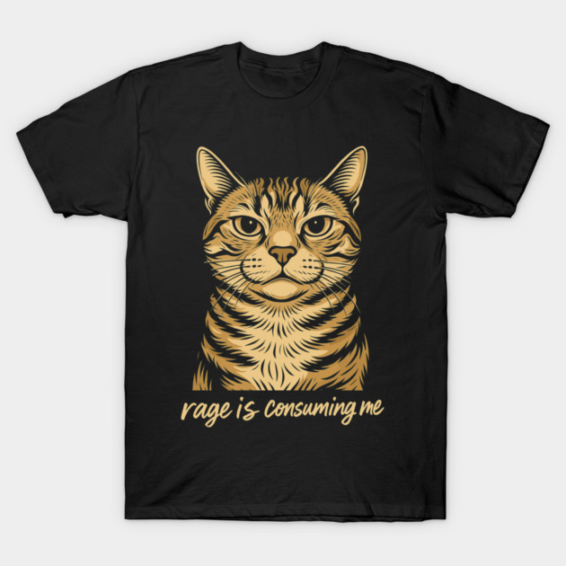 Rage Consuming Me Staring Cat Funny Meme Tee - Staring Cat Meme - T ...