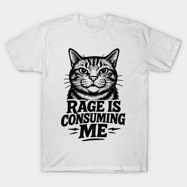 Rage Consuming Me Staring Cat Funny Meme Tee - Staring Cat Meme - T ...
