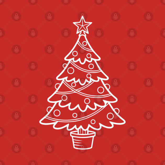 Minimal Christmas Tree Line Art - Christmas Tree - T-Shirt | TeePublic