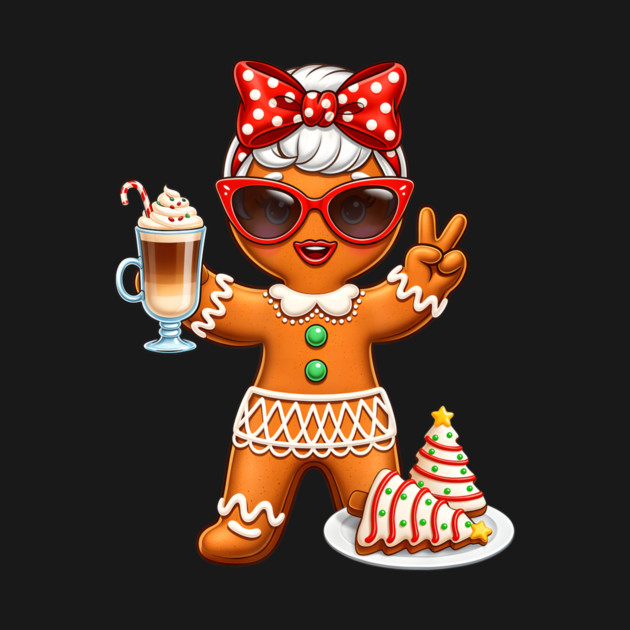 Gingerbread Drinking Coffee Tree Cake - Cute Gingerbread Coffee - T ...