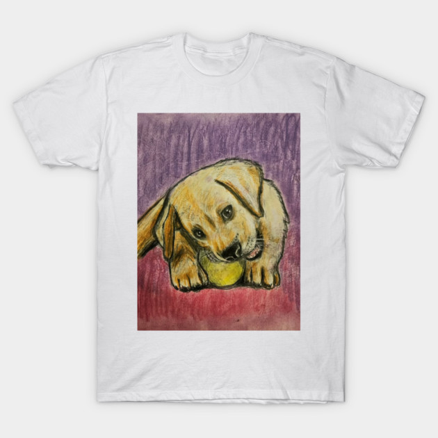 Golden Pup with Ball - Dog - T-Shirt | TeePublic
