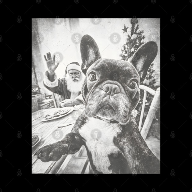 Ai French Bulldog Selfie With Santa Claus - Funny Bulldog Selfie ...