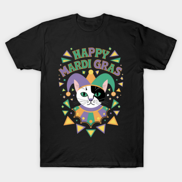 Mardi Gras Kitty - Mardi Gras - T-Shirt | TeePublic