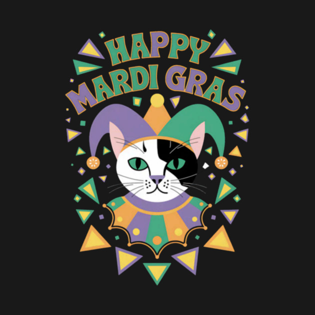 Mardi Gras Kitty - Mardi Gras - T-Shirt | TeePublic