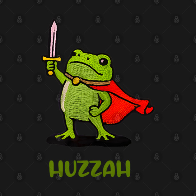 Frog Knight With Sword Huzzah Quote Fantasy - Funny Frog Knight - T ...