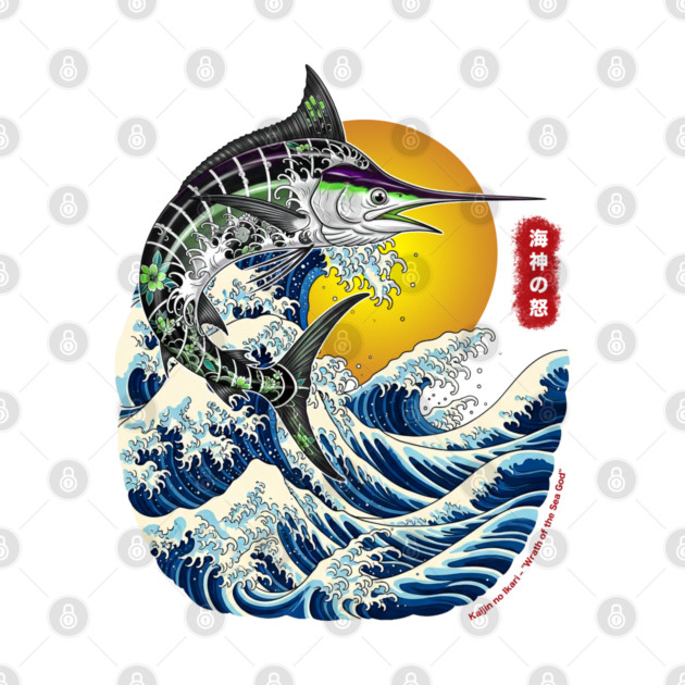 Wrath of the Sea God (海神の怒り) - Blue Marlin - T-Shirt | TeePublic