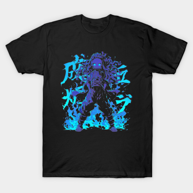 Nezuko Demon Form Blue Flames Kanji - Nezuko Kamado - T-Shirt | TeePublic