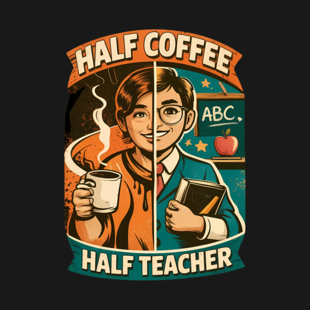 Half Teacher Half Coffee Graphic - Coffee Graphic - T-Shirt | TeePublic