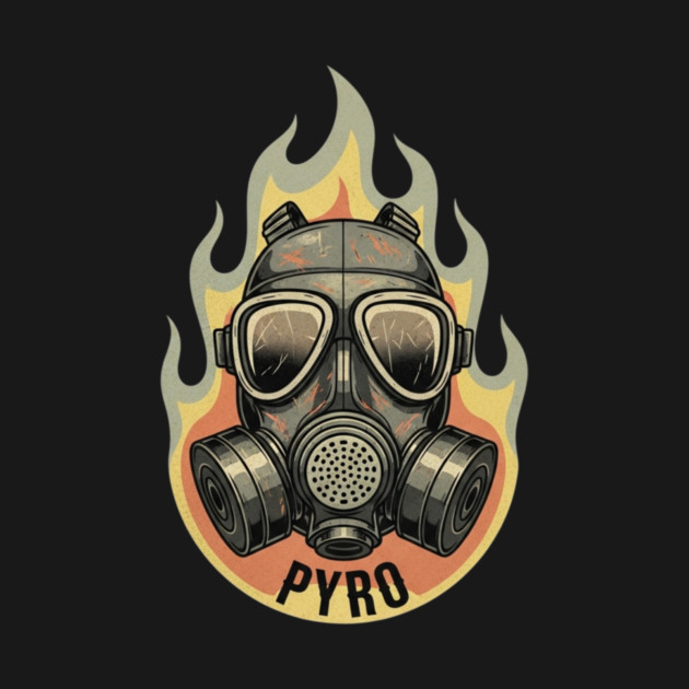 PYRO Gas Mask Gear Logo Spooky Graphic For Dangerous Work Vintage Style ...