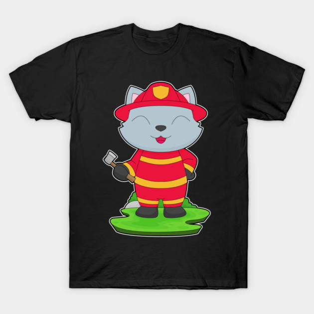 Cat Firefighter Axe Fire department - Fire Department - T-Shirt | TeePublic