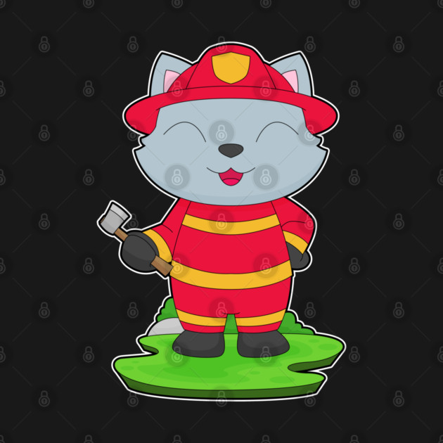 Cat Firefighter Axe Fire department - Fire Department - T-Shirt | TeePublic