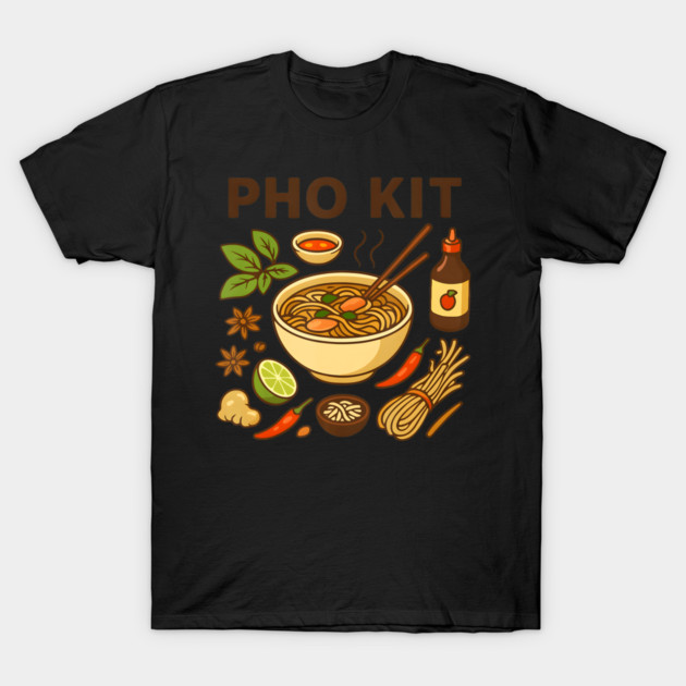 Pho Kit Noodle Bowl Pun With Ingredients Illustration - Funny Noodle ...