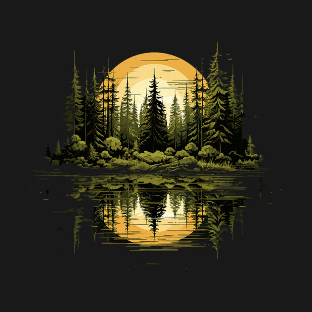 Forest Trees Retro Nature Reflection Outdoor Wildlife for Men Women ...