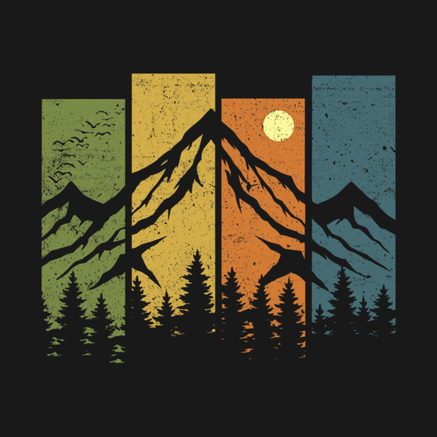 Retro Mountains Hiking Wildlife Forest Nature Trees Outdoors - Retro ...