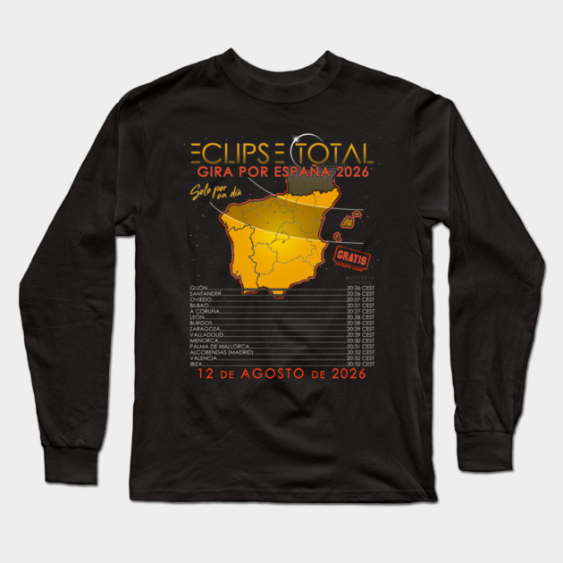 Eclipse Total 2026 - 12 de Agosto de 2026 - Eclipse 2026 - Long Sleeve ...