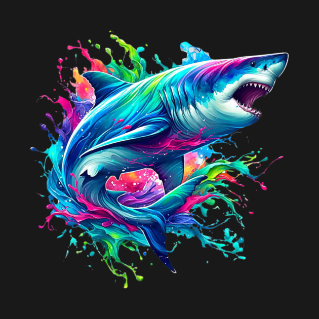 Shark Marine Biologist Paint Splash Ocean Animal Shark Lover - Animal ...