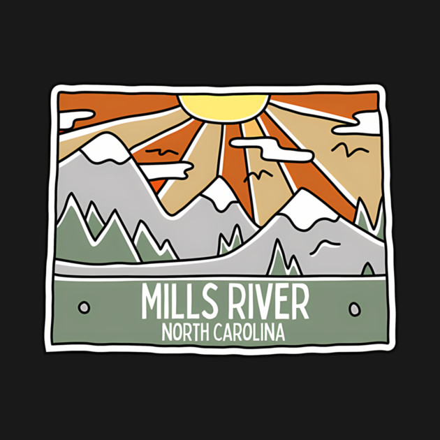 Mills River North Carolina - NC Mountain Forest Scene Hiking Doodle ...