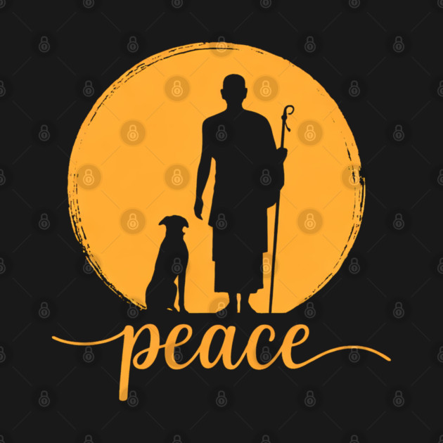 Retro Walk for Peace Monks with Aloka Dog - Aloka Dog - T-Shirt | TeePublic