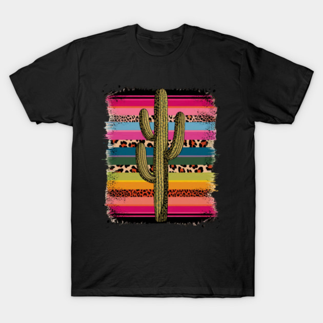 Western Leopard Print Cactus Serape Cowgirl - Western - T-Shirt | TeePublic