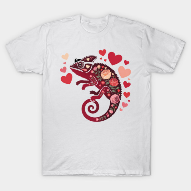 Floral Chameleon Heart Valentine day - Nature Lover - T-Shirt | TeePublic