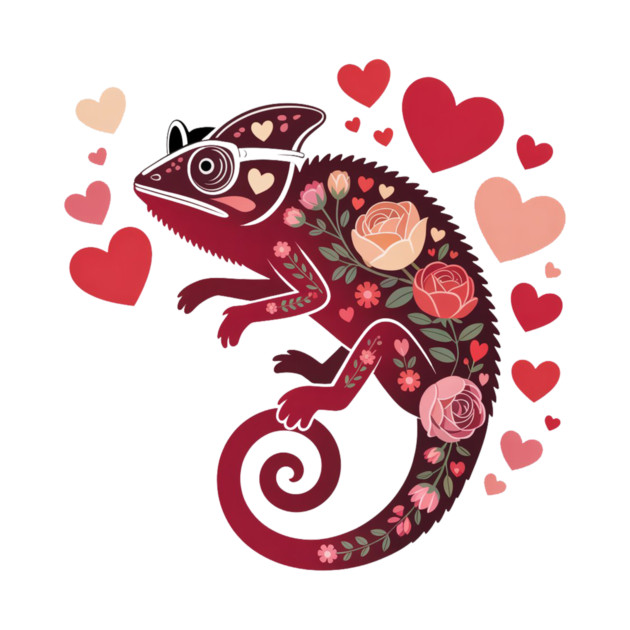 Floral Chameleon Heart Valentine day - Nature Lover - T-Shirt | TeePublic