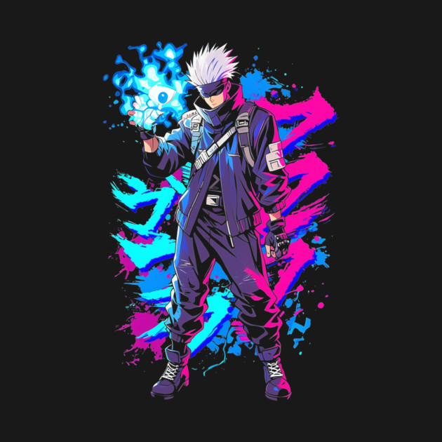 Gojo Satoru Neon Ink Splash Art - Gojo Satoru - T-Shirt | TeePublic