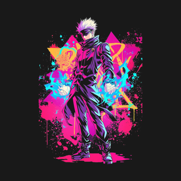 Gojo Satoru Neon Graffiti Anime Art - Gojo Satoru - T-Shirt | TeePublic