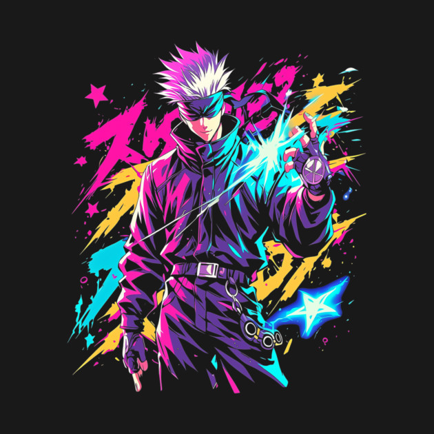 Gojo Satoru Neon Pop Art Splash - Satoru Gojo - T-Shirt | TeePublic