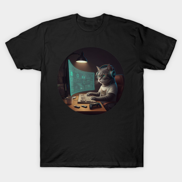 Cat Computer Science Nerd Tech Coding Gaming Programmer - Cat - T-Shirt ...