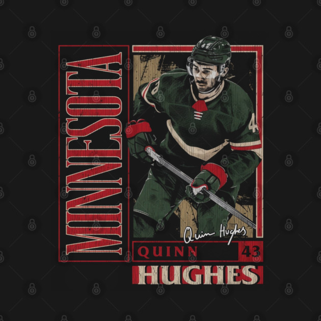 Quinn Hughes Minnesota Vintage Card - Quinn Hughes - T-Shirt | TeePublic