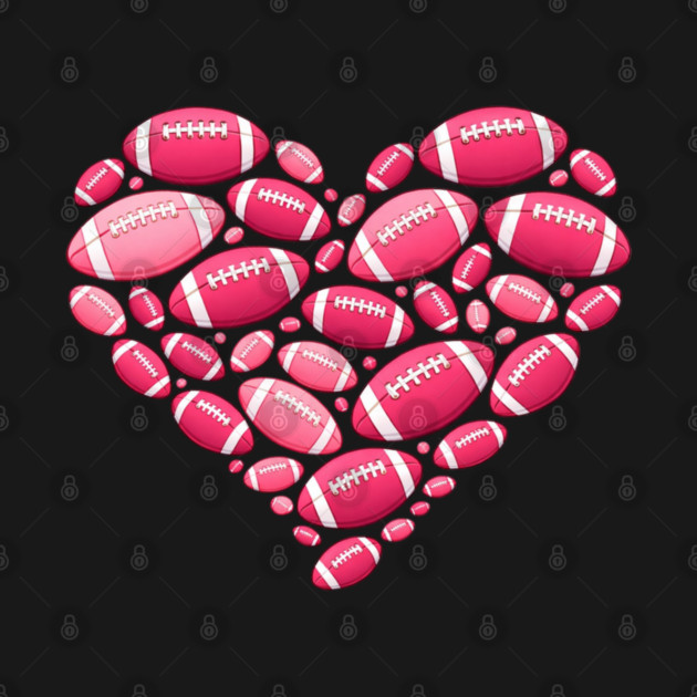 Pink Football Heart Collage - Pink Football - T-Shirt | TeePublic