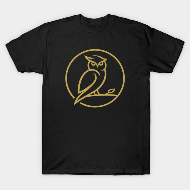 Golden Owl Minimal Logo - Owl - T-Shirt | TeePublic