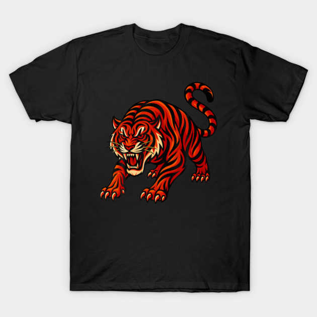 Black Aggressive Tiger Red Eyes Tiger - Funny Tiger Face - T-Shirt ...