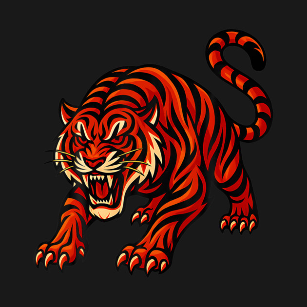 Black Aggressive Tiger Red Eyes Tiger - Funny Tiger Face - T-Shirt ...