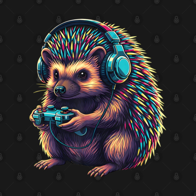 Hedgehog Gaming Animal Video Games Hedgehog - Funny Gaming Hedgehog - T ...