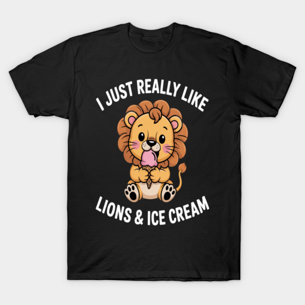 Funny Ice Cream Lion - Funny Ice Cream Lion - T-Shirt | TeePublic